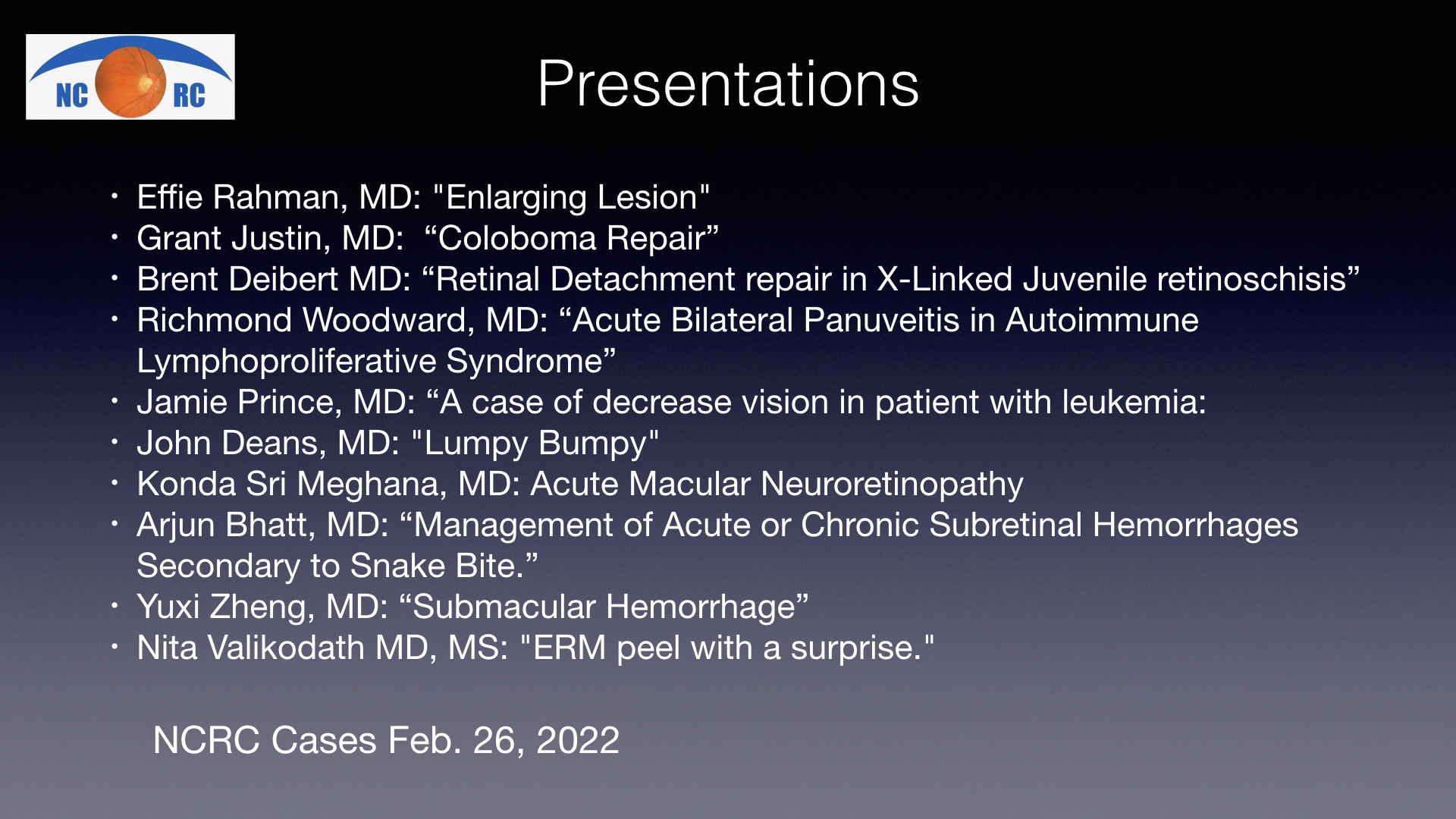 Next NC Retina Club meeting – North Carolina Retina Club